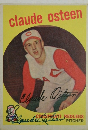 Claude Osteen Cincinnati Reds Signed 1959 Topps #224 Autographed Card ...