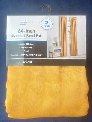 Mainstays 84-Inch Blackout Panel Pair Curtains Sealed NEW Golden ...