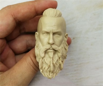 Unpainted Vikings Man Head Carved 1/6 Scale Ancient Barbarian Head ...