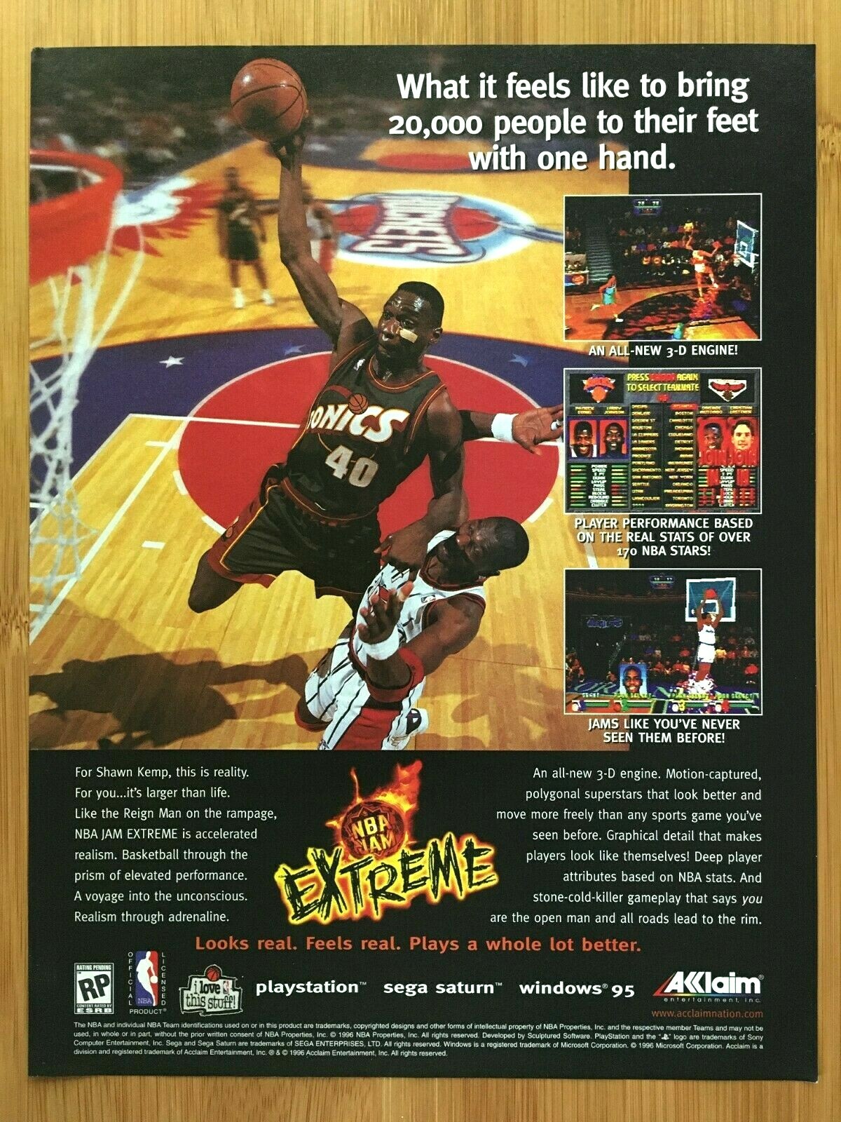 NBA Jam Extreme PS1 Sega Saturn 1996 Print Ad/Poster Original Official ...