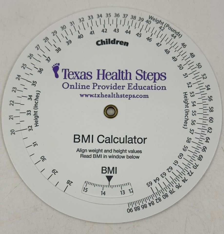 Body Mass Index (BMI) Calculator Wheel for Adult and Children 4.5" Dual ...