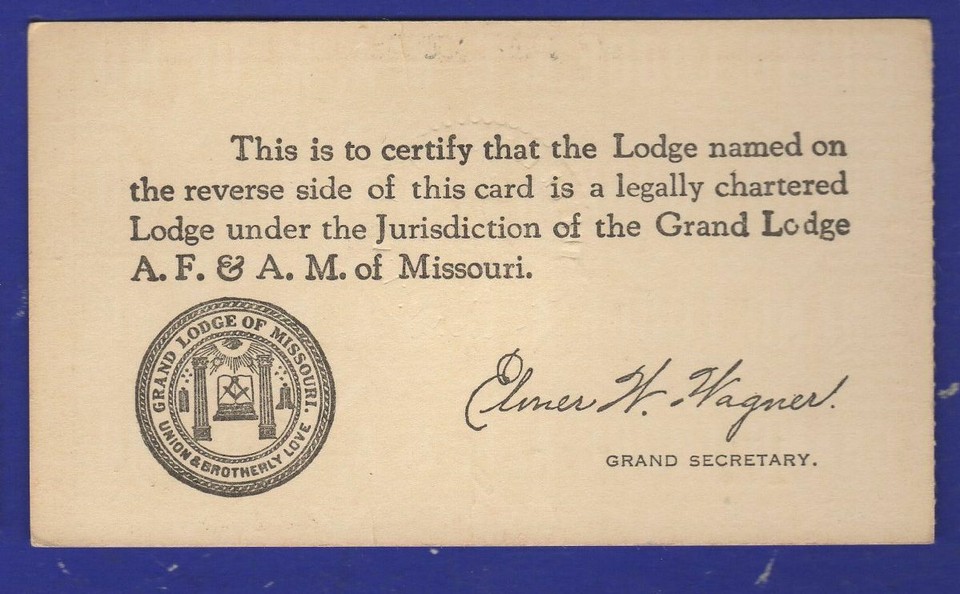 1965 Beacon Lodge St Louis Masonic Freemason Member Card with Seal ...