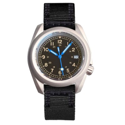Vintage NH35 Military Watch Men 20BAR Diving Sandblast Case Black Dial ...