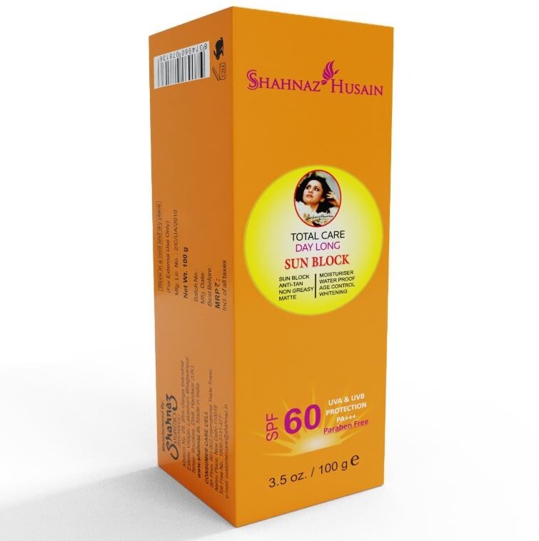 Shahnaz Husain Total Care Day Long Sun Block-SPF-60 Removes tanning 100 ...