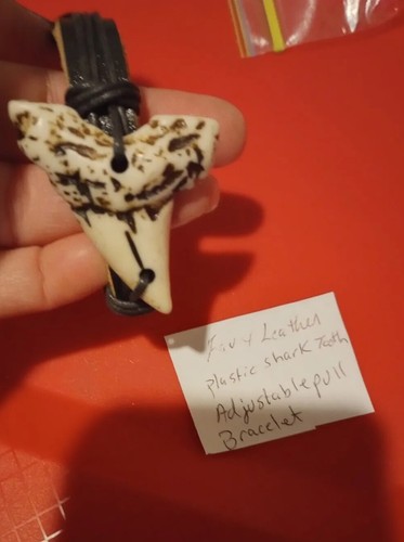 Fashion faux leather pull string plastic shark tooth bracelet | eBay