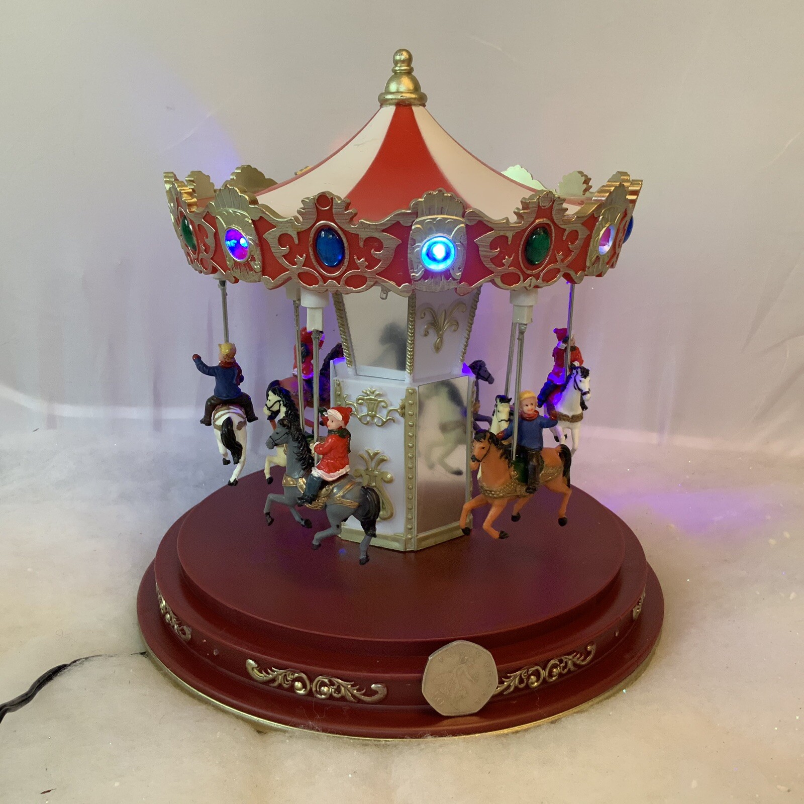Christmas Light Up Horse Carousel Revolving Decoration Merry Go Round ...