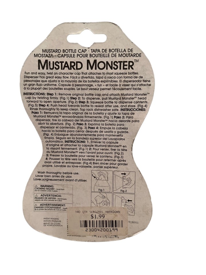 Sealed Mustard Monster Bottle Capper * Evriholder Brand * Unique & Hard ...