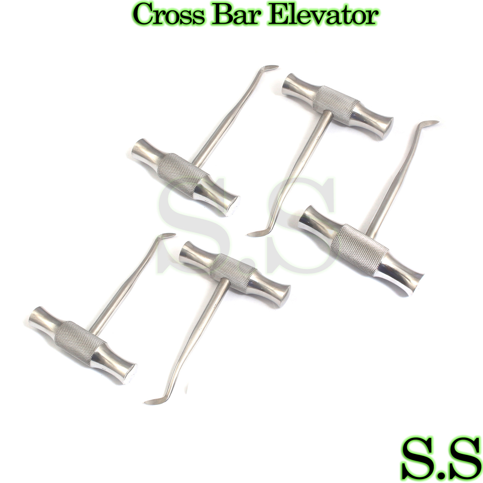 5 Cross Bar Dental Root Elevator Winter Angled Left Flat Pointed Blade ...
