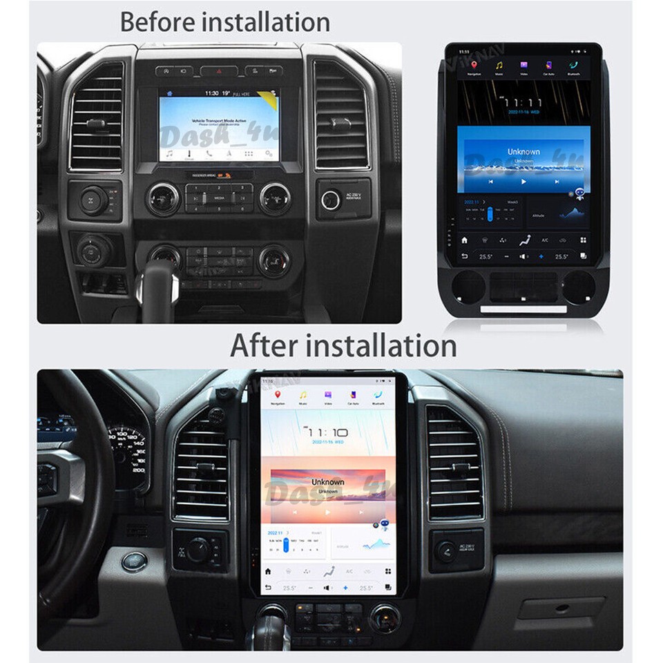 Android 13 Radio Tesla Vertical Screen Car-Play GPS For Ford F150 F250 ...