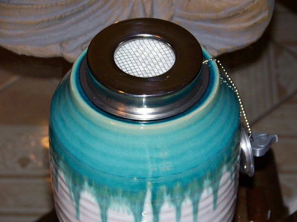 Ceramic table top torch with flat open space Zoroastran style fire | eBay