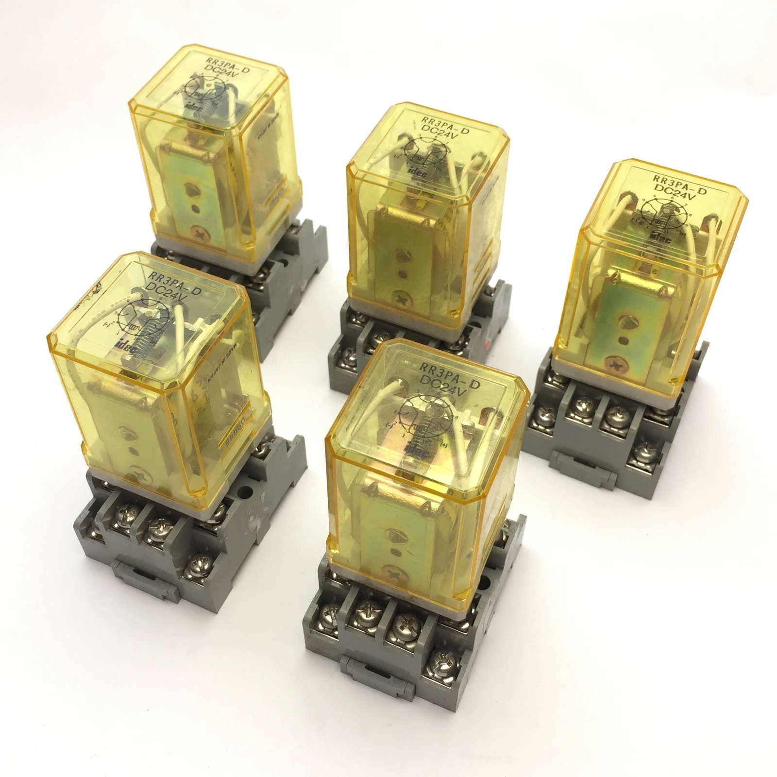 Lot of 5 Idec RR3PA-D Ice Cube Relays, Coil Voltage: 24VDC w/Socket ...