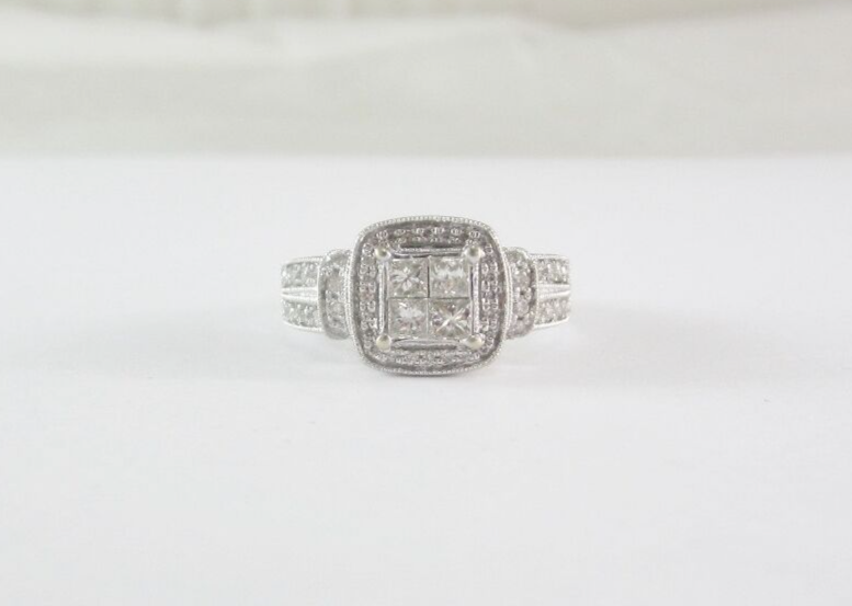 ESTATE ZEI 14K WHITE GOLD DIAMOND CLUSTER STYLE RING 1.09CT APPRAISED ...