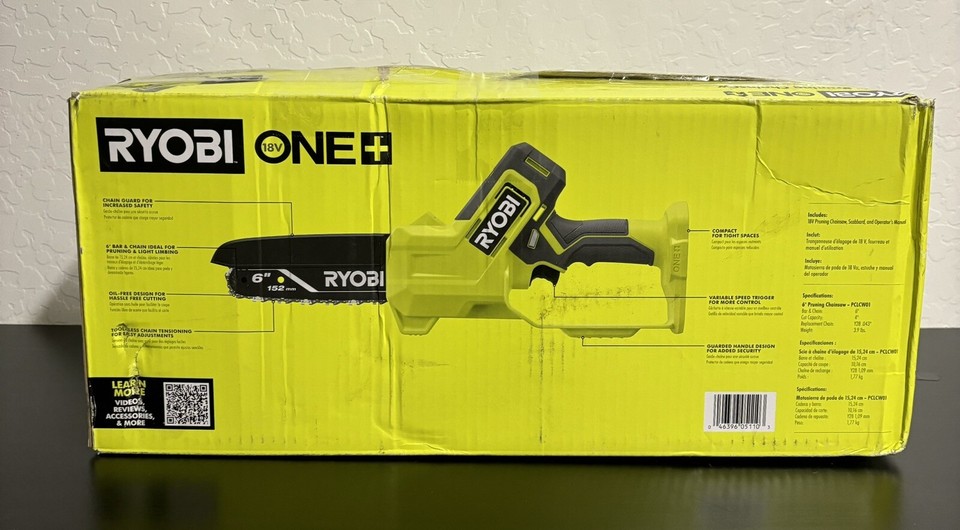 RYOBI 18V 6” Compact Pruning Chainsaw Cordless Oil Free (Tool Only ...