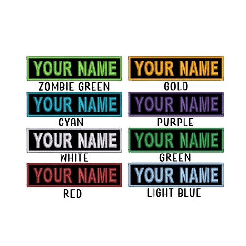 BEST SELLING 10x2 SIZE Custom NAME TAG Embroidered "Iron on", USA FAST ...