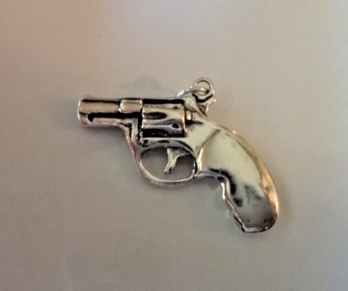 3D 31x25mm 9mm 6 shooter Revolver Pistol Gun 10g Sterling Silver Charm ...