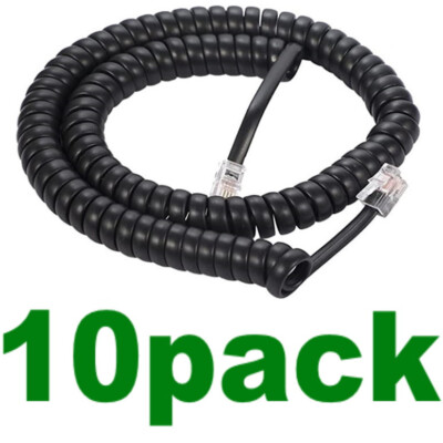 Lot10, 10pack pack 12ft Coiled Handset Telephone/Phone Cord/Cable 4P4C ...