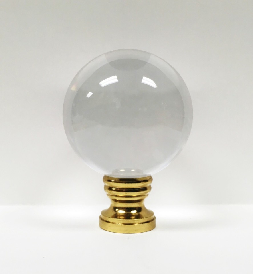 Lamp Finial-LARGE GLASS ORB in 10 Colors-Brass Base, 3 Finishes AB,CH ...