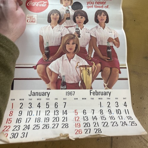 1967 Vintage "Things Go Better With Coke" Coca Cola Wall Calendar 17" x ...