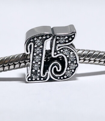 15th Number CELEBRATION Clear CZ Sterling Silver Charm NEW | eBay