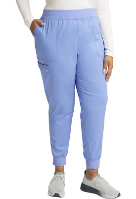 Cherokee Workwear Women's Mid Rise Jogger Petite Pant WW115P CIE Ciel ...