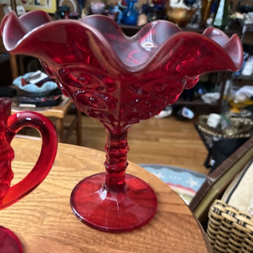 Vintage Viking Ruby Red Yesteryear Bull's Eye Art Glass Compote ...