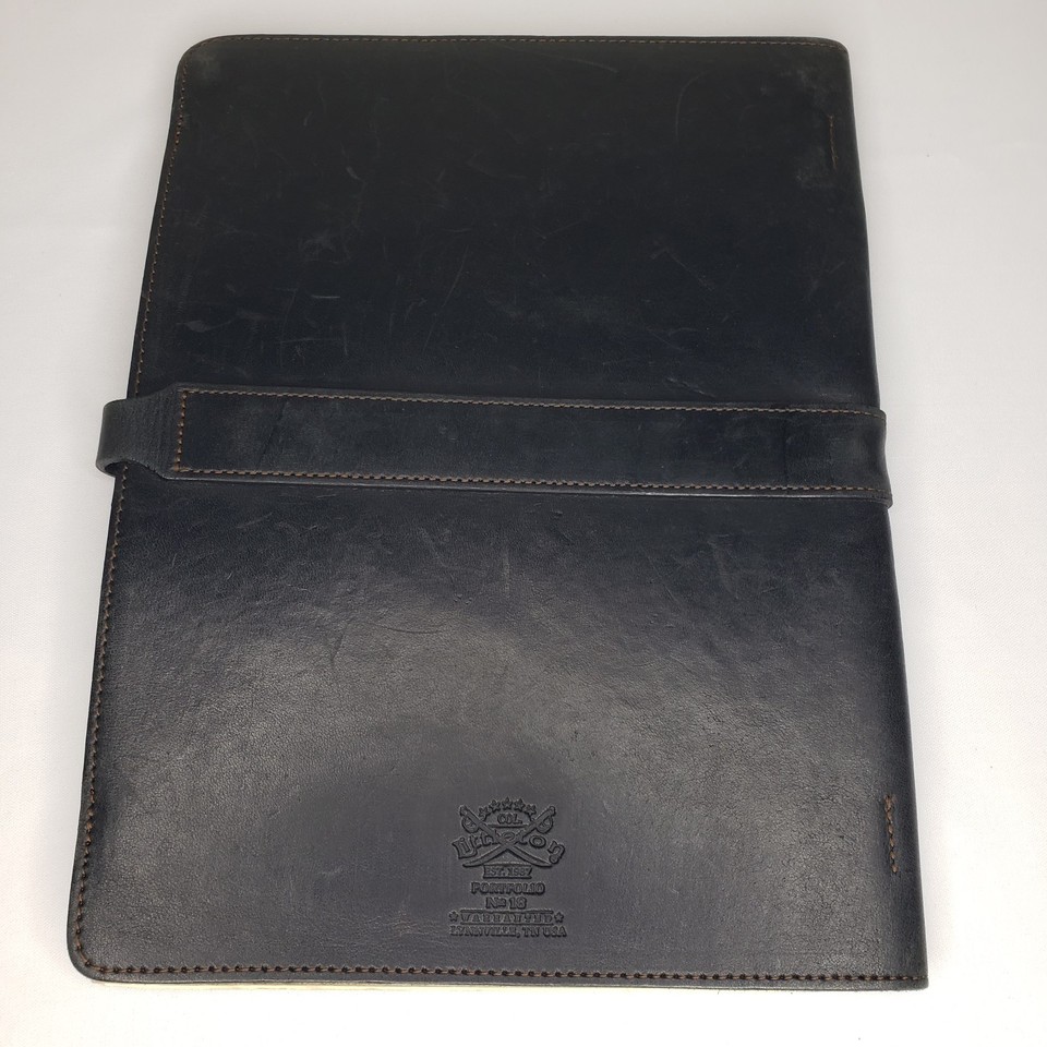 Col. Littleton No 18 Black Leather Portfolio Orginal Notepad Organizer ...