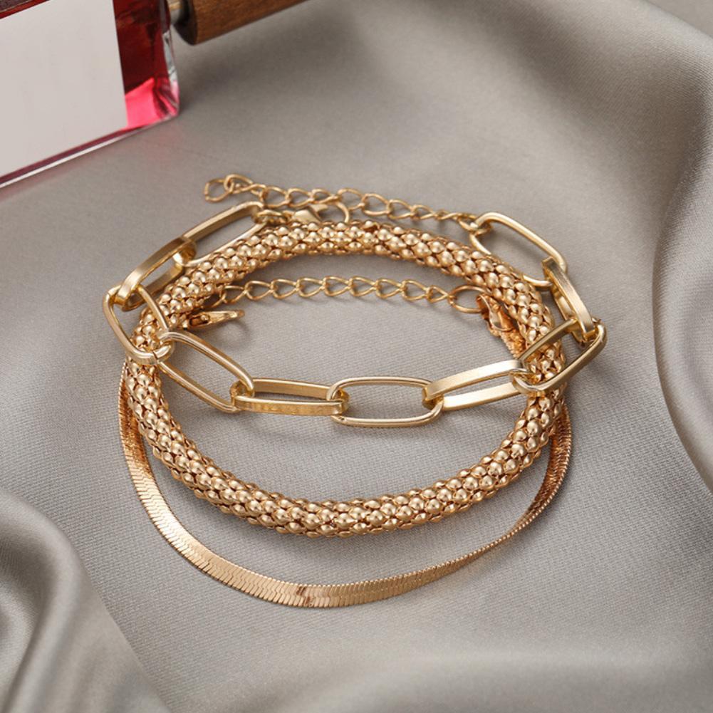 Golden Multi Layered Chain Bracelets, For Women's Jewelry, Retro ...