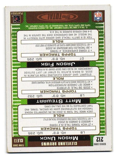 2006 Topps Total - #212 Matt Stewart, Mason Unck, Jason Fisk for sale ...