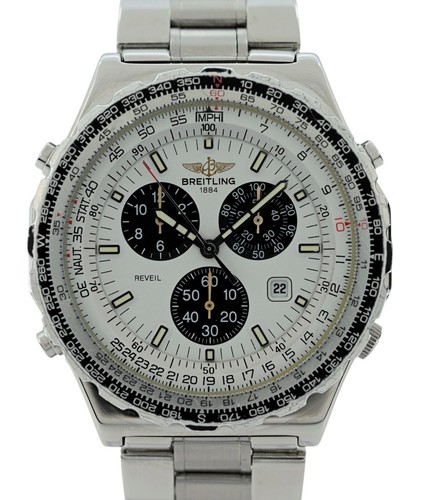 Breitling 42mm Men's Navitimer Jupiter Pilot Reveil White Dial Watch ...