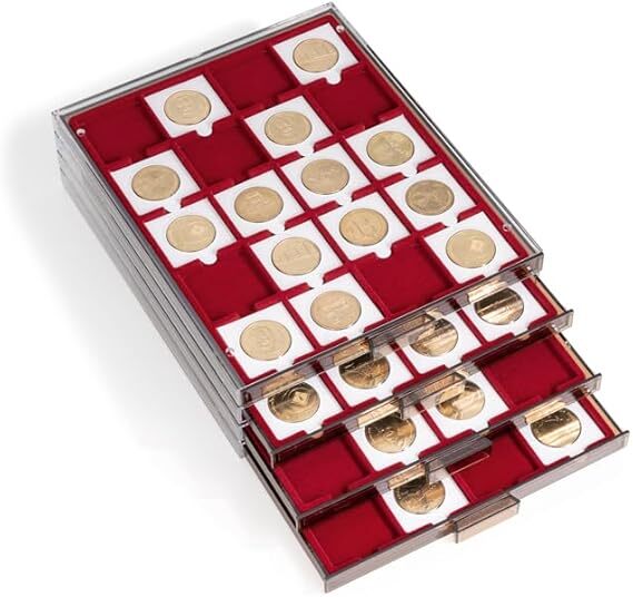 2X2 Coin Holder Display Box MB20M Tray Storage Case Burgandy Collector ...