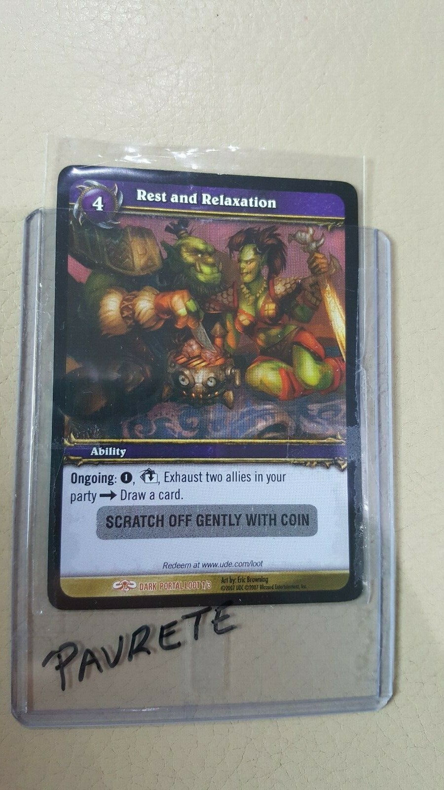 WOW World of Warcraft TCG Unscratched Loot Card Rest And Relaxation | eBay