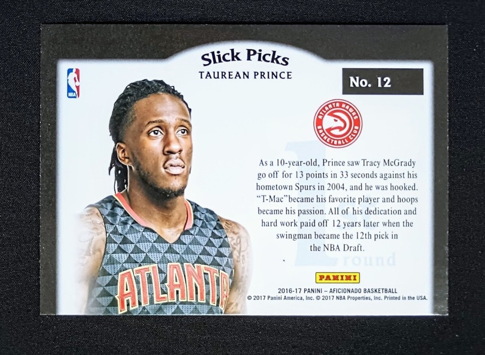 2016-17 Panini Aficionado Slick Picks Rookie Taurean Prince #12 Atlanta Hawks | eBay