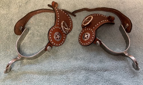 Vintage Tooled Leather Spurs Full Set NICE | eBay