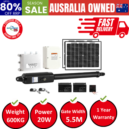 Single Swing Gate Opener 600Kg 20W Solar Panel 9350062249376 | eBay ...