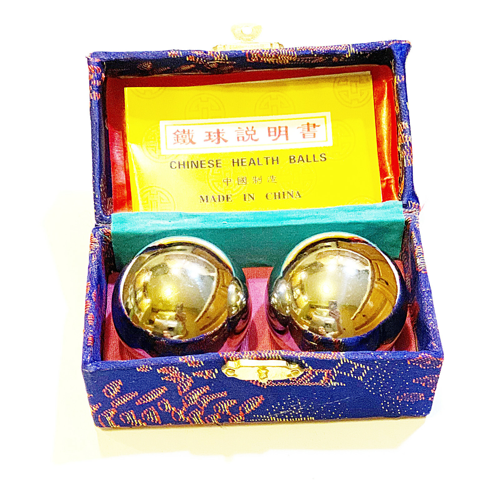 1 Set Of Chinese Exercise Massage Baoding Ball Metal Silver W Gift Box ...