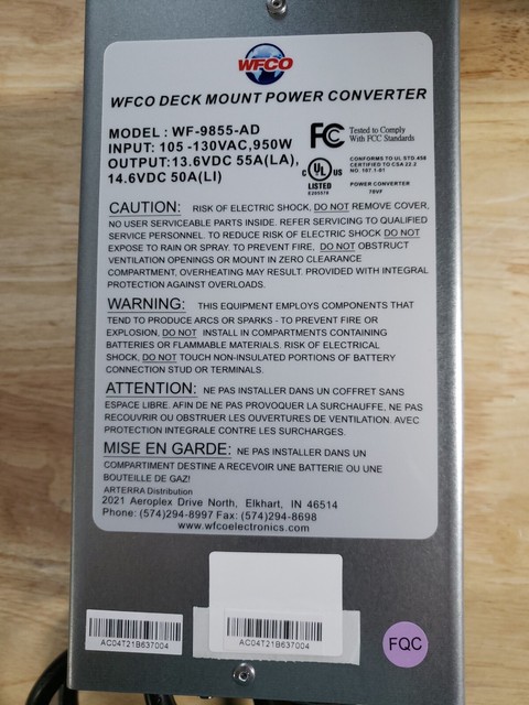 WFCO WF9855 Wf-9855 55 Amp Deck Mount Converter for sale online | eBay