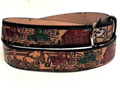 Amerian Pig and Cow Farmer Belt,1 1/2"wide, Genuine Leather,US Seller,H ...