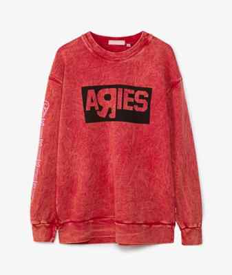 Vans Vault x Aries Red Acid Wash Crewneck Sweatshirt Unisex Red Acid ...