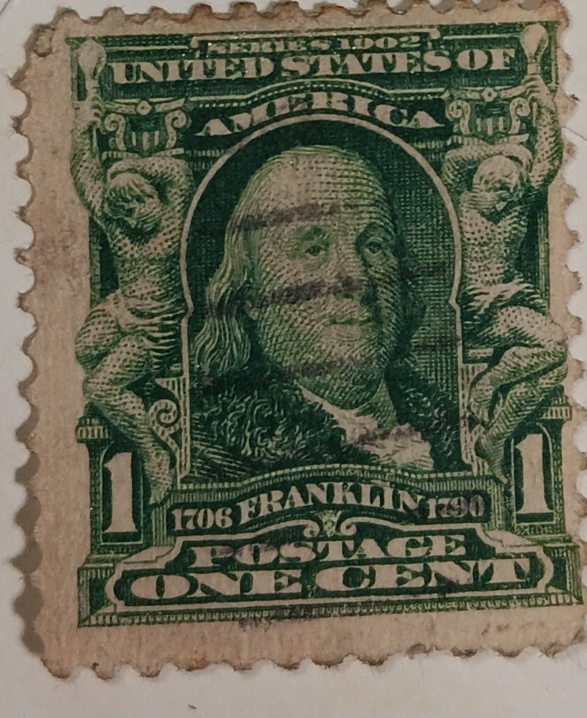 Benjamin Franklin(1901-1908) 1 Cent Stamp Green. Rare. Free Shipping | eBay