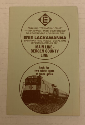 Erie Lackawanna Main Line Bergen County Time Table April 25,1971 | eBay