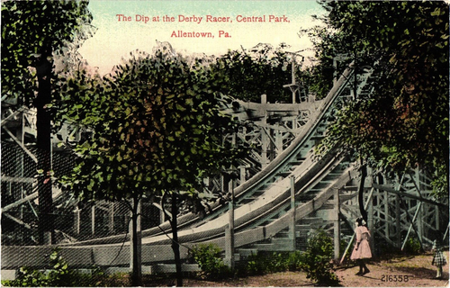 The Dip Derby Racer Roller Coaster Central Park Allentown PA Postcard ...