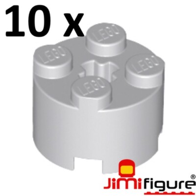 NEW 10 x LEGO Round Brick 2x2 with Axle Hole Light Bluish Grey 3941 ...