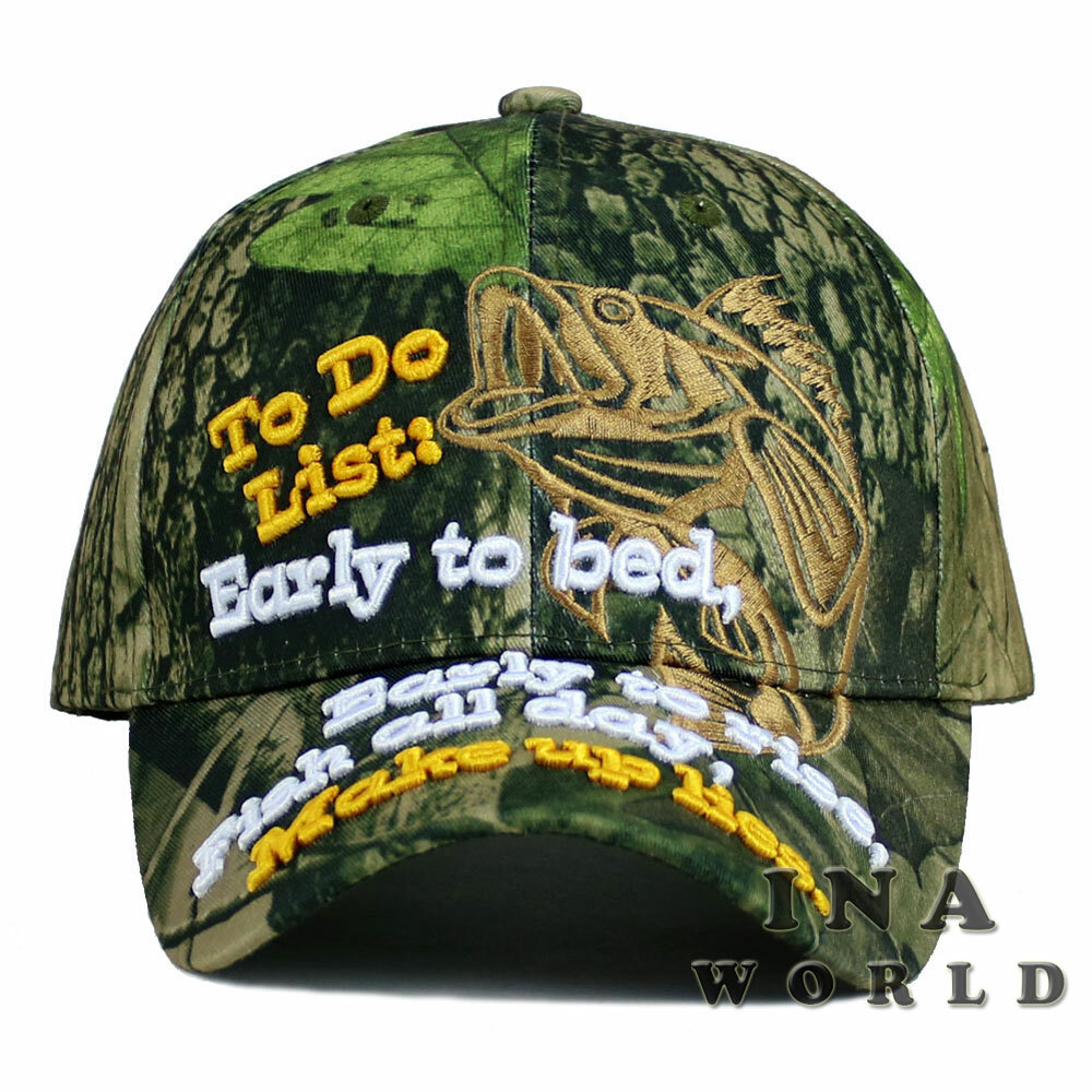 FISHING Hat FISH Embroidered Camouflage Outdoor Sports Adjustable ...