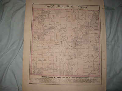 ANTIQUE 1870 ELBA TOWNSHIP KNOX COUNTY ILLINOIS HANDCOLORED MAP SUPERB ...