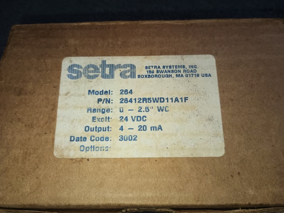 SETRA 2641-2R5W-D-11-A1-F / 26412R5WD11A1F Differential Pressure ...