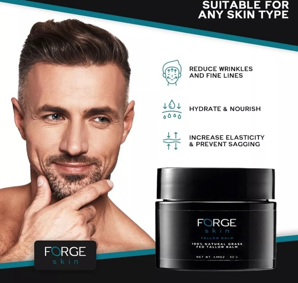 Forge Skin Men's Wrinkle Defense Beef Tallow Balm for Skin- 1.77 OZ ...