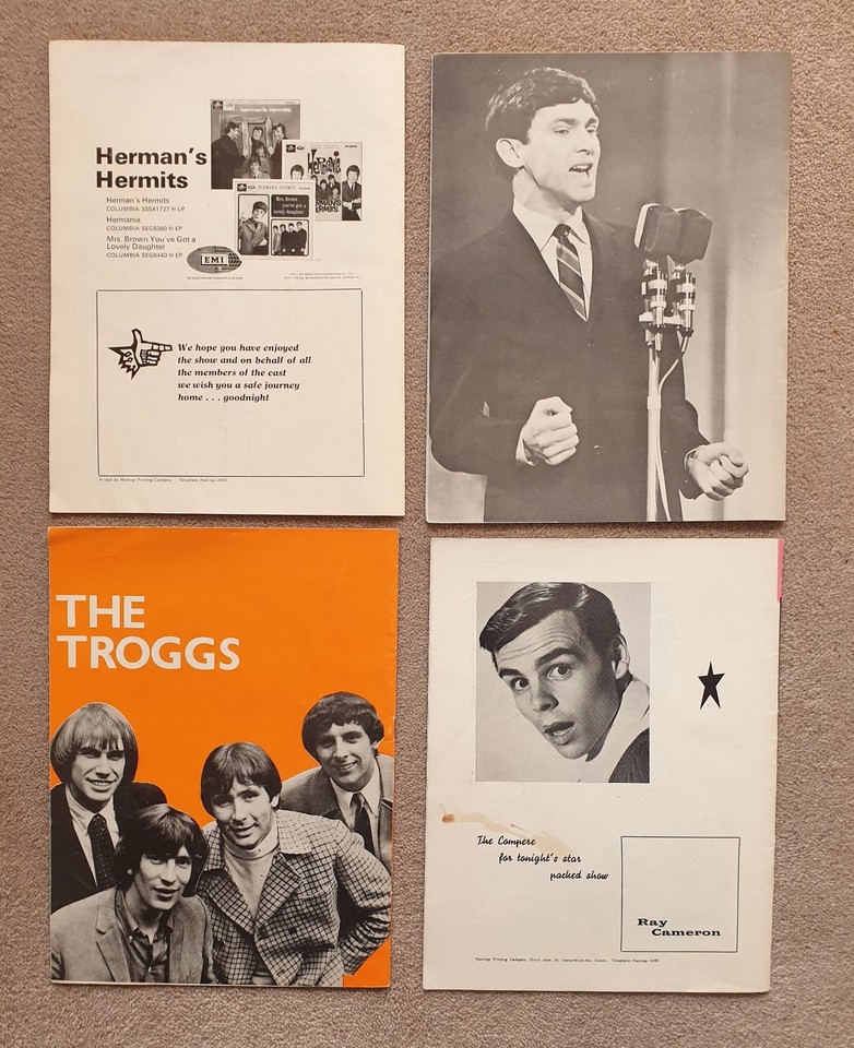 4 x VINTAGE POP CONCERT PROGRAMMES ROY ORBISON, GENE PITNEY, WALKER ...