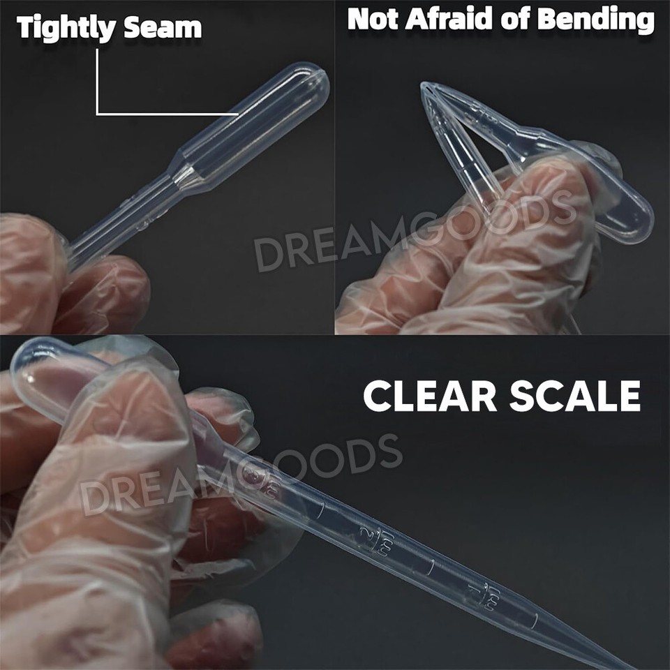Plastic Pipettes 3ML Eye Dropper Disposable Graduated Transfer Liquid ...