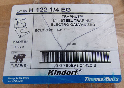 4Pc T&B Kindorf H 122 1/4" EG Steel Trapnut Strut Fastener New | eBay