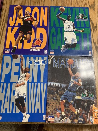 Lot of 4 Vintage 90's NBA Starline Pocket Folders Kidd Marbury Garnett ...